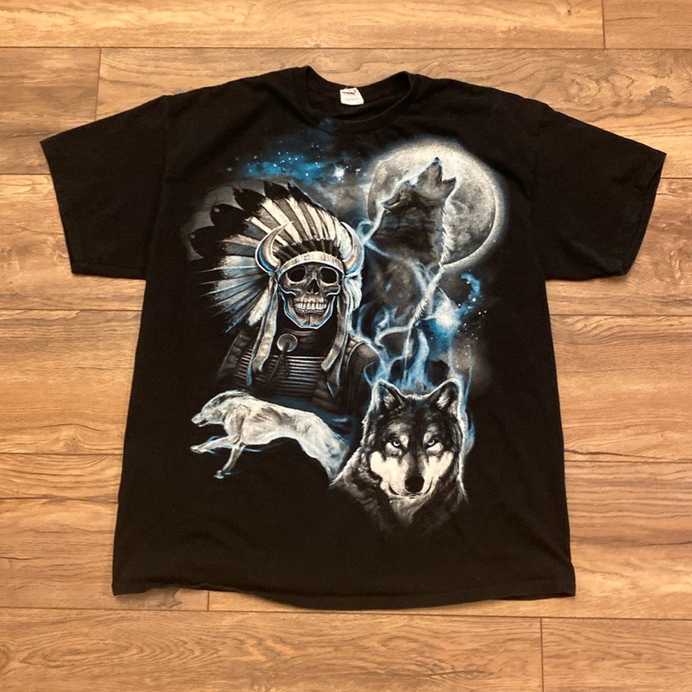 Vintage Y2k Wolf Native American Indian Tribal Nature… - Gem